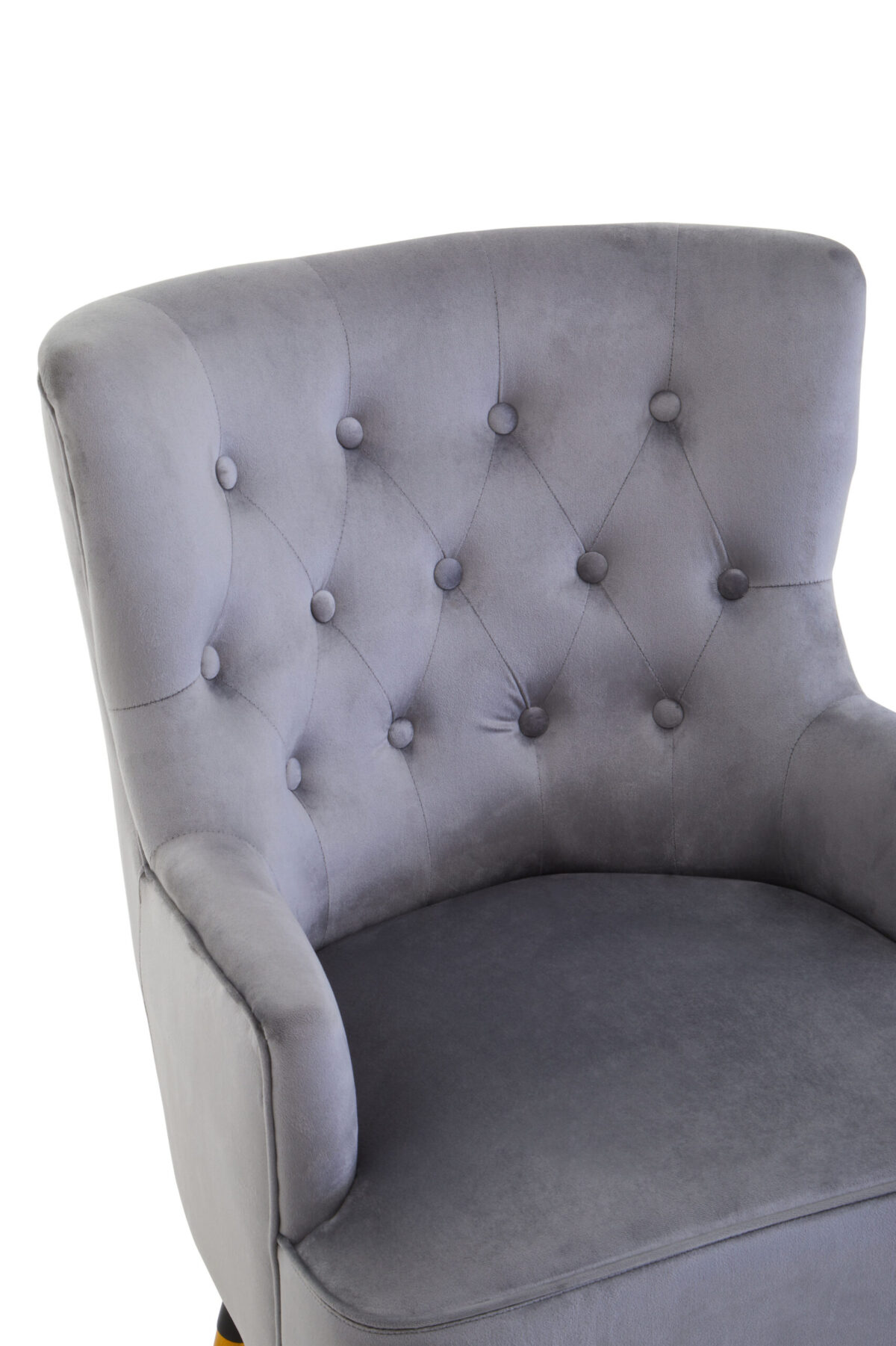 Mira Grey Velvet Tufted Chair - Curated Comforts