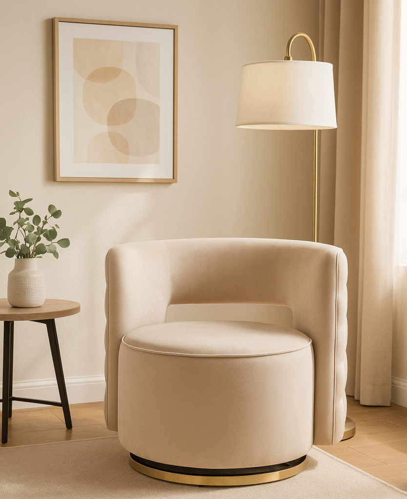 Esme Velvet Swivel Chair - Curated Comforts