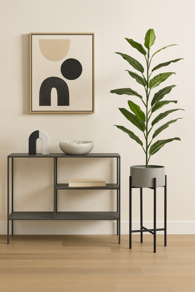 Cole Grey & Black Floor Standing Plant Pot - Curated Comforts